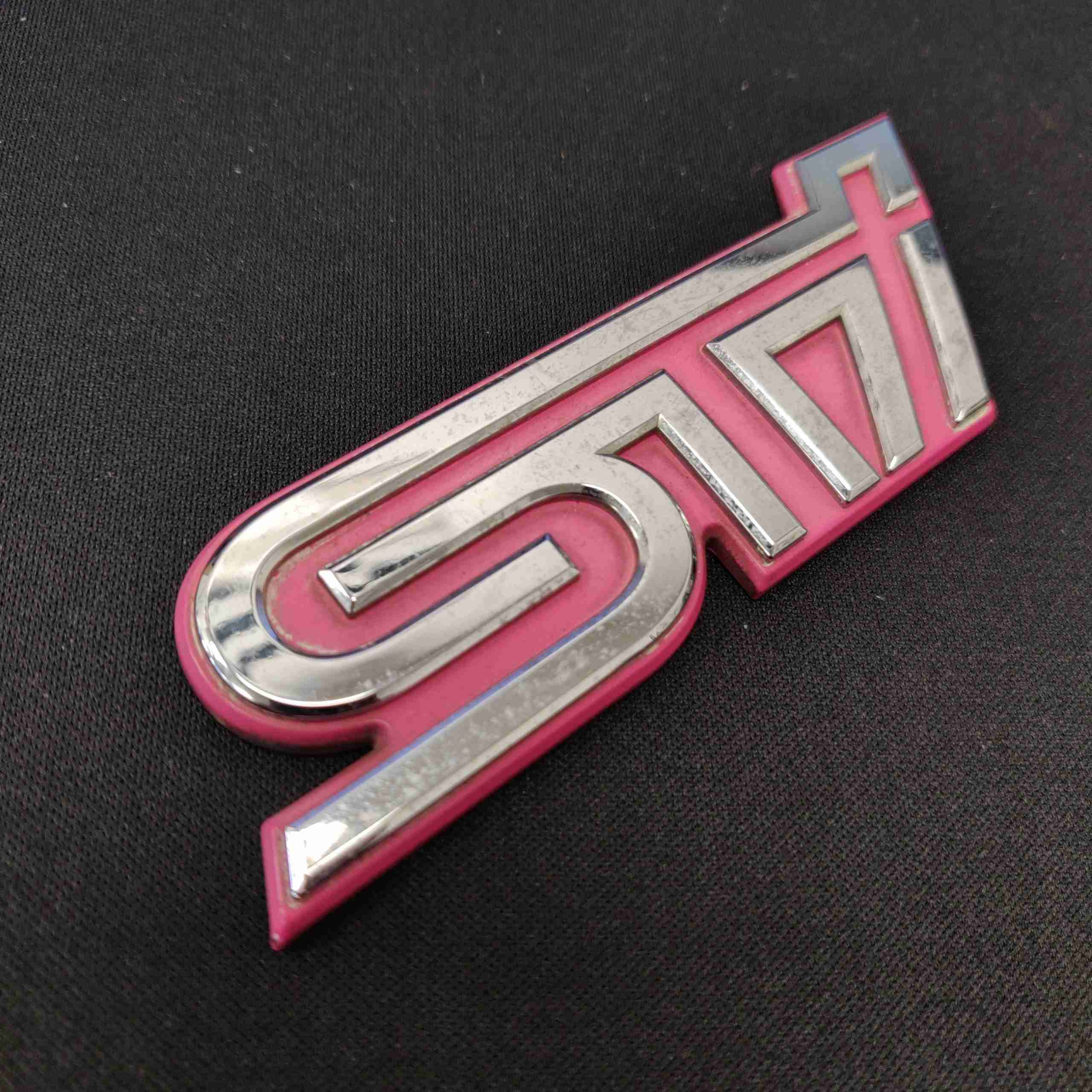 Subaru Impreza GDB - OEM STi Pink & Chrome Boot / Trunk Badge / Emblem ...